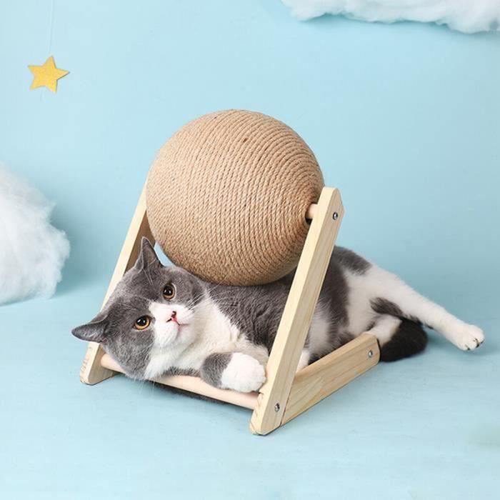 Griffoir Planche à gratter en bois pour chat jouet interactif en corde