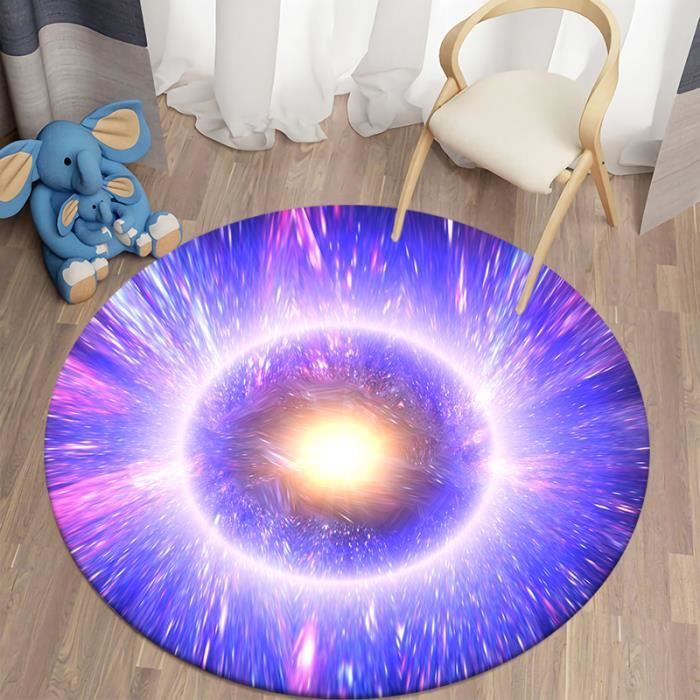 Hct Tapis rond D pour salon espace galaxie sol décoratif pour chambre d enfant cuisine