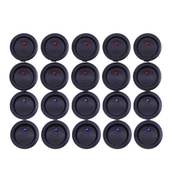 20 Pcs 12V 20A AmpèRes On Off 3 Position Terminal Round Rocker LED