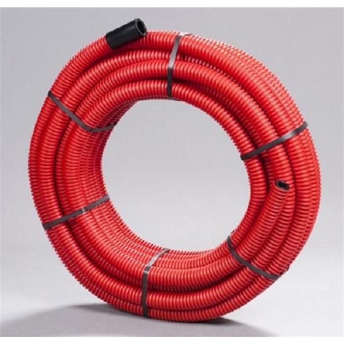 Gaine TPC annelée Diamètre 40 mm Couleur ROUGE Rouleau de 25