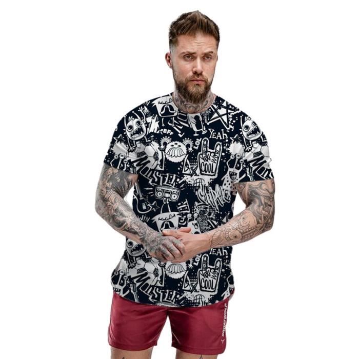 T shirts pour hommes Nouveaux t shirts graffiti décontractés T shirts de vacances en bord de