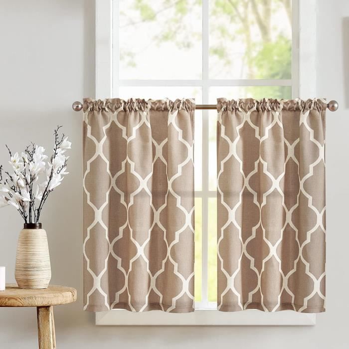 Lot De Rideaux Brise Bise Opaques Aspect Lin Pour La Vie Privée Le Salon La Maison De