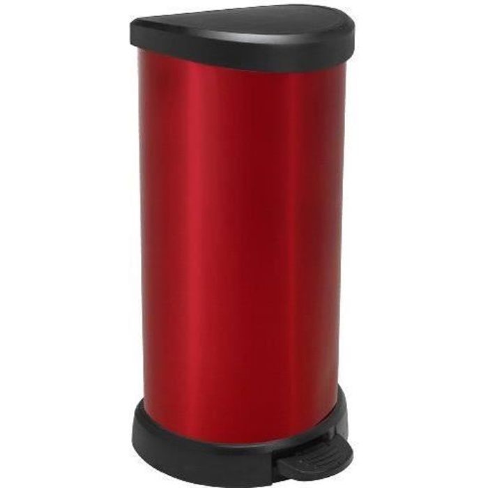 Curver Poubelle Ã Pédale Polypropylène Métal Rouge x x cm Cdiscount Maison