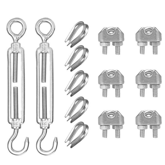 Lot de 13 Tendeurs de Câble Réglables en Acier Inoxydable M6 Avec