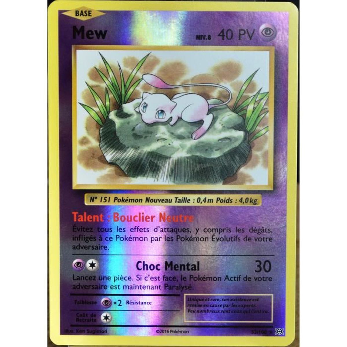 Carte Pokémon 53 108 Mew Niv 8 40 PV HOLO REVERSE XY Evolutions
