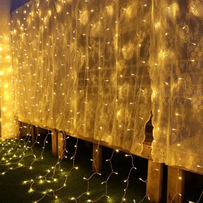 Rideau Lumineux 6x3m 600LED Rideau Lumineux Noel Exterieur Etanche IP44