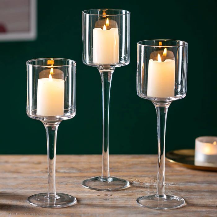 Pi Ces Bougeoir En Verre Chandelier Support Pour Bougies Piliers
