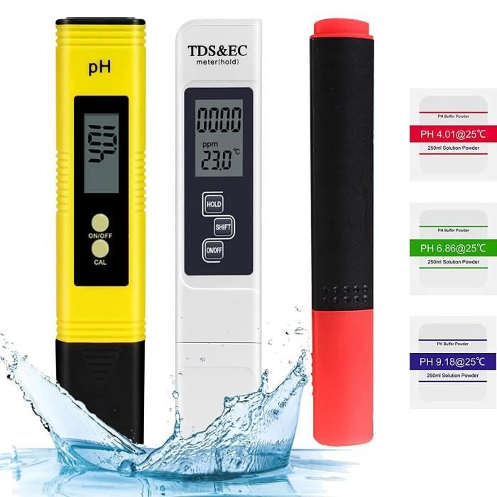3PCS Testeur de Qualité de l eau Testeur pH Mètre électronique TDSEC