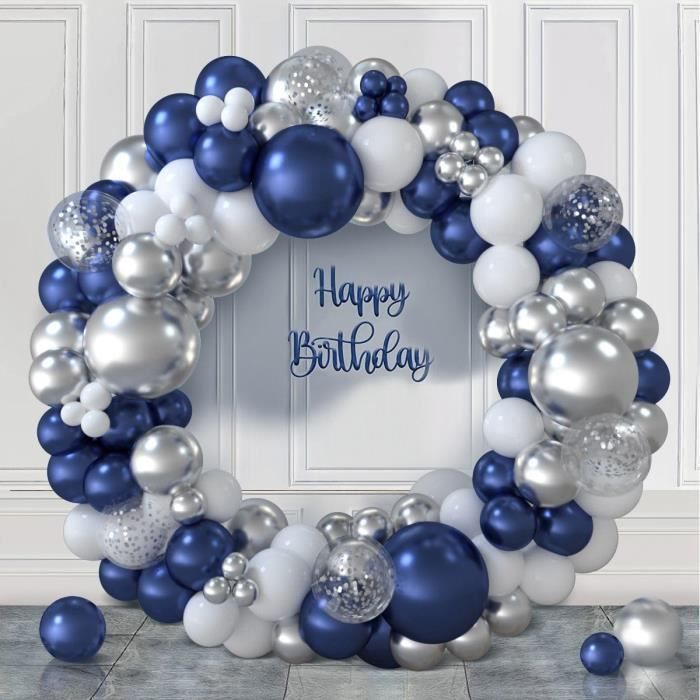 Arche Ballons Bleu Marine 117Pcs Kit Arche Anniversaire Ballons Bleu