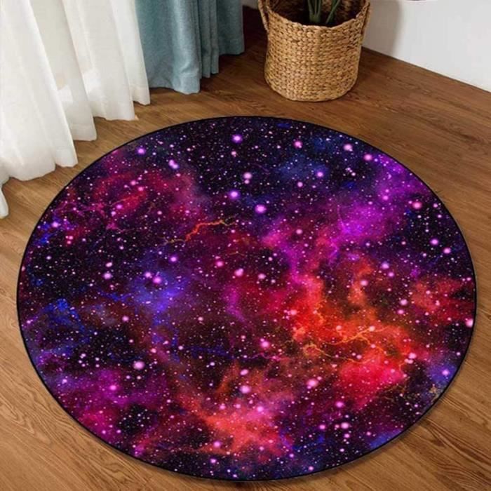 Fancytan Grand Tapis Rond Galaxie Espace Nébuleuse Étoilé Lune pour Salon Chambre d enfant