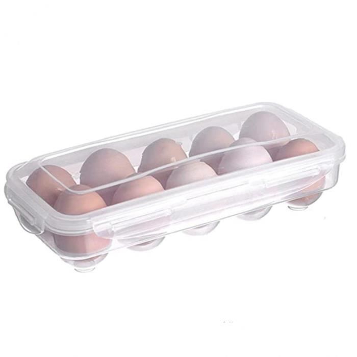 Porte oeuf Plateau de réfrigérateur avec couvercle grilles conteneur Boîte rangement en
