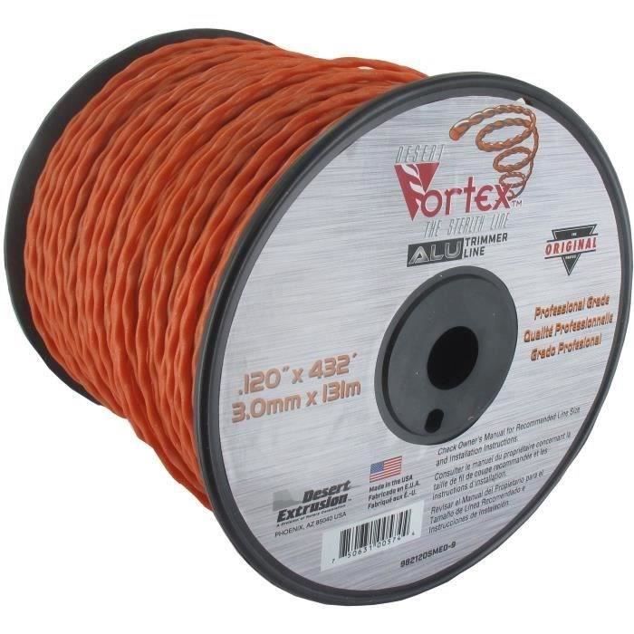 Bobine Fil nylon copolymère VORTEX Alu orange Longueur 131m Ø 3