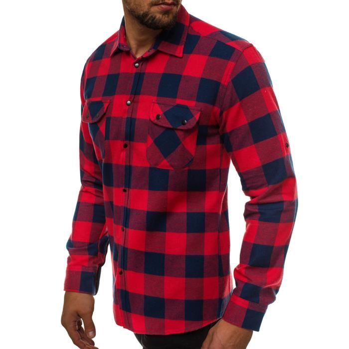 Sasaquoy Casaque Blazer Veste à capuche décontractée carreaux pour hommes rouge Rouge