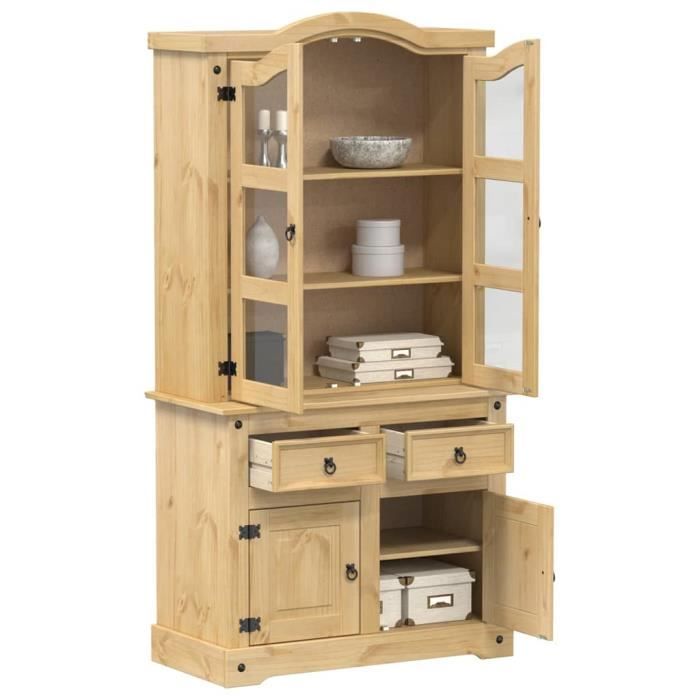 Omabeta Vitrine En Verre Corona 100x48 5x179 Cm Bois Massif De Pin