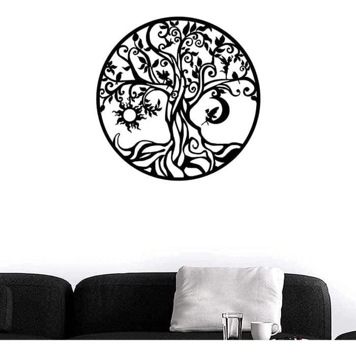 Art mural en métal arbre de vie décoration murale combinée lune et