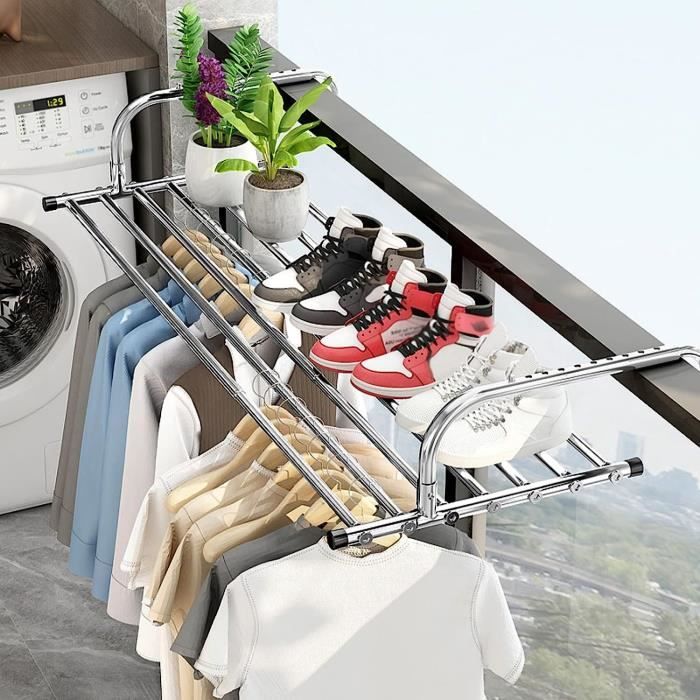 Étendoir À Linge Pliable Séchoir Mural Extensible Séchoir Séchoir À