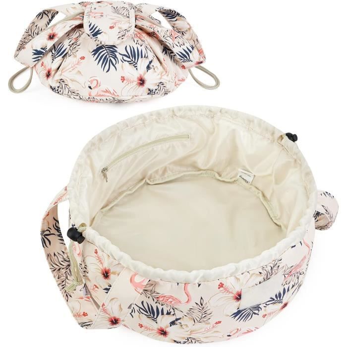 Grande Sac Cosmétique Trousse De Maquillage Organisateur À Une Étape Pour Femmes Flamant Beige
