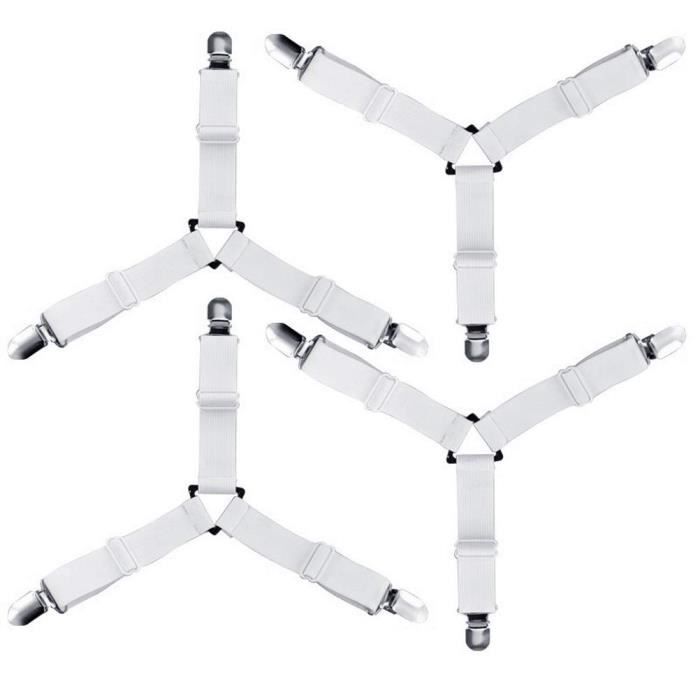Tendeur Triangle Draps 4 Pièces Élastique Drap Housse Sangle Lit