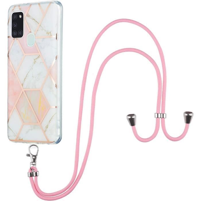 Cha ne de Coque Téléphone Portable Samsung Galaxy A21S Marbre Necklace