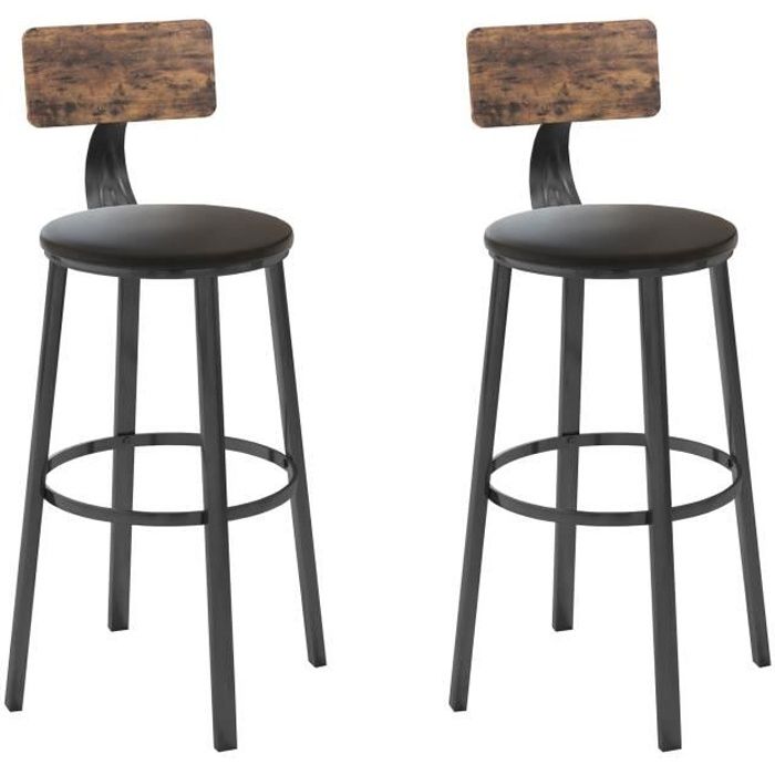 Lot De Tabourets De Bar Avec Dossier Cadre En Acier Assise En Simili