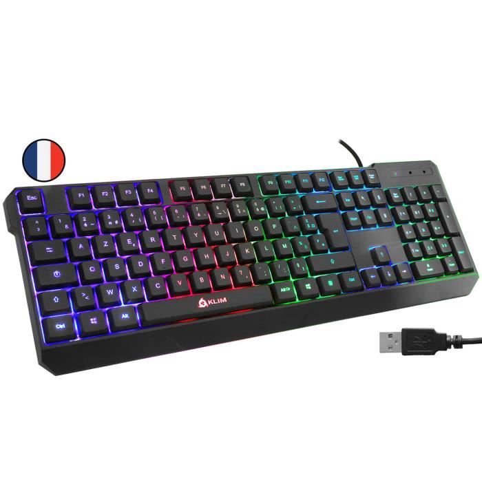Clavier Gamer sans fil KLIM Chroma AZERTY FRANÇAIS Ergonomique Waterproof Silencieux