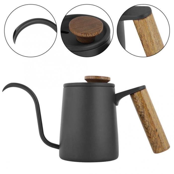 Black Bouilloire à Long bec col de cygne 350ml en acier inoxydable