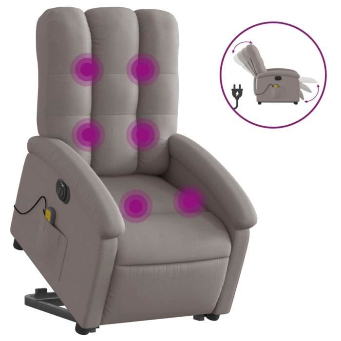 ABB Pwshymi Fauteuil inclinable de massage électrique Taupe Tissu TXY Cdiscount Maison