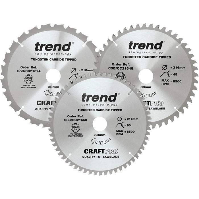 Lot de lames de scie circulaire TCT Trend CraftPro diamètre mm x et dents x