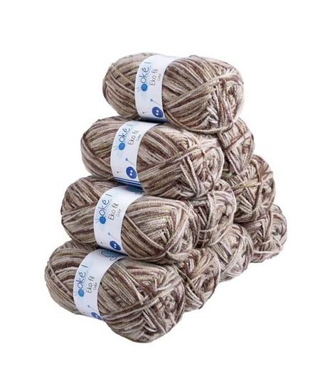 Laines Oké EKOFIL COLOR Lot 10 pelotes de fil à tricoter 50g 100