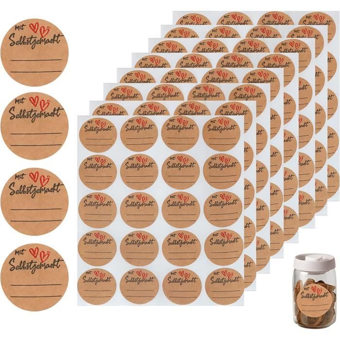 Pcs étiquettes Autocollantes en Papier Kraft mm Confiture Autocollants Auto Adhésifs