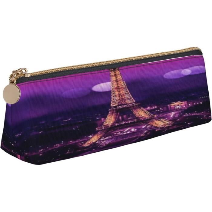 Trousse À Crayons Triangulaire En Cuir Avec Loup Et Lune Pour Adolescentes Filles Adultes