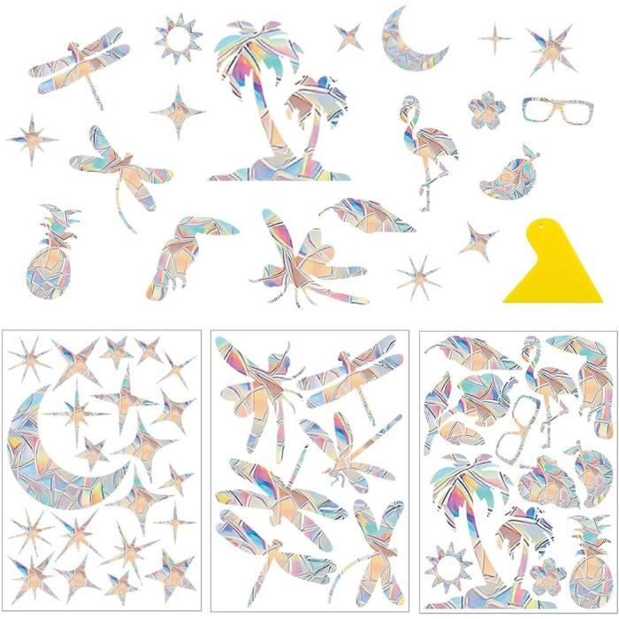 Pièces Autocollants Anti Collision Pour Oiseaux De Fenêtre Lune Et Etoiles Libellule Été D