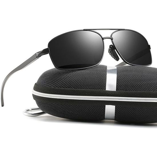 SHARPHY Lunettes de soleil homme carré métal conduire polarisées pêche