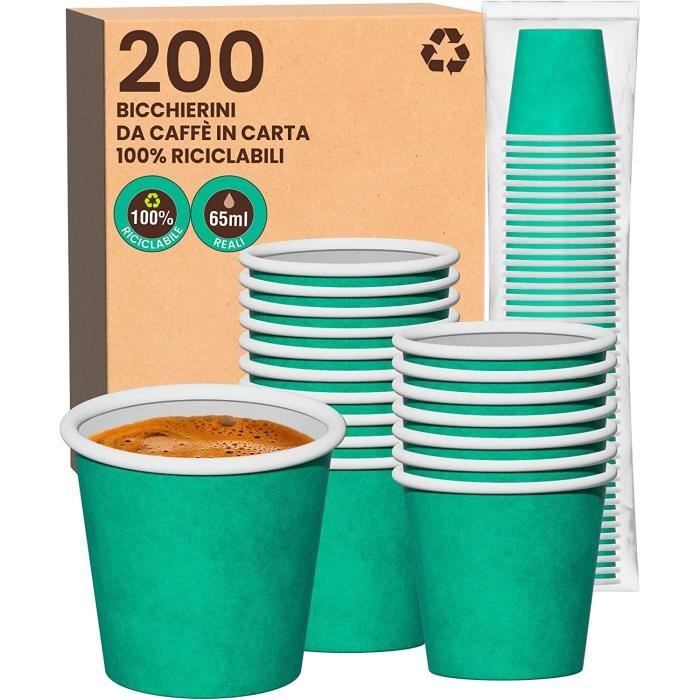 200 verres en papier à café 65 ml verres écologiques Biodégradables