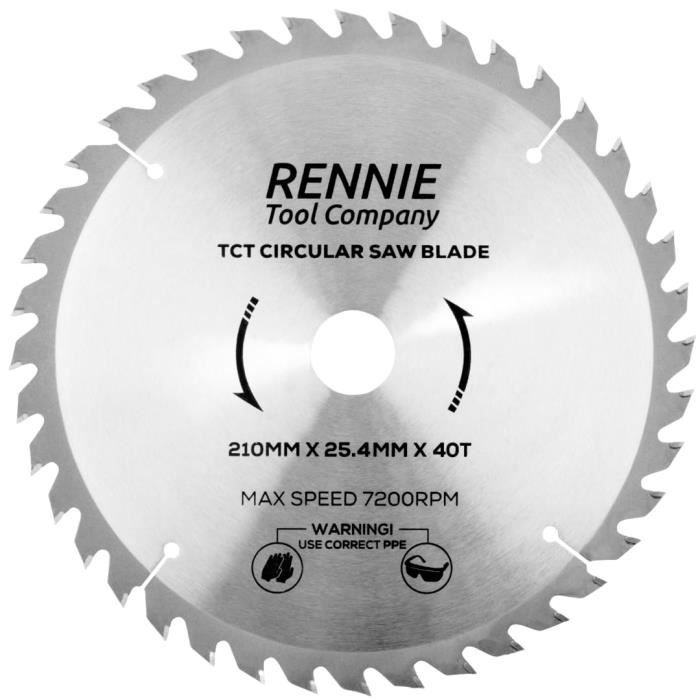 Rennie Tools Lame de scie circulaire à bois TCT 210 mm x 40 dents x