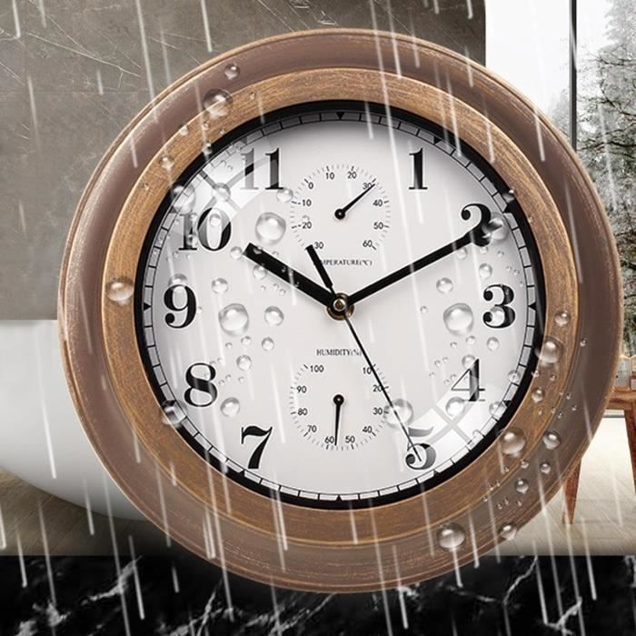 Horloge Murale Extérieure Étanche Sans Tic Tac Créative Ronde Avec