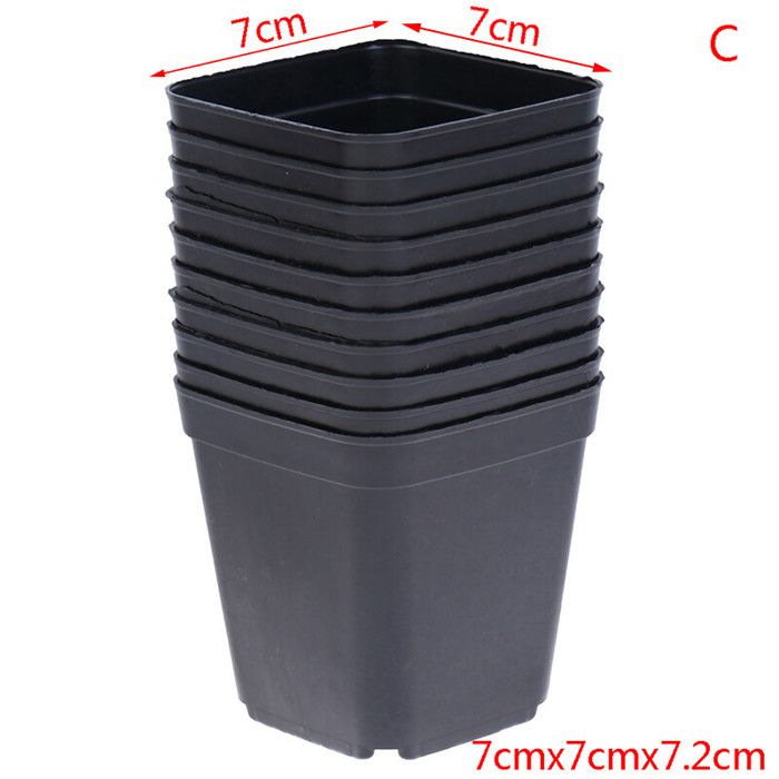 Pots de fleurs noires en plastique petits pots carrés pour plantes