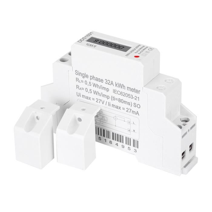 Omabeta Compteur d énergie sur Rail Din Compteur d énergie monophasé Din Rail DDS V