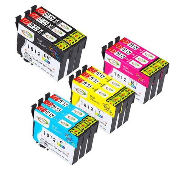 Win TinTen Pack De 12 Cartouches Compatibles Epson 18 XL T1811 T1812