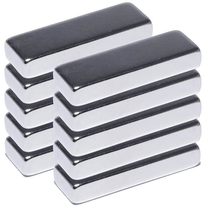 Lot de 10 aimants en néodyme extra puissants 30 x 10 x 5 mm 8 kg Aimant