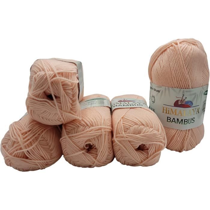 Himalaya Lot de 5 pelotes de fil à tricoter en bambou uni de 100 g de