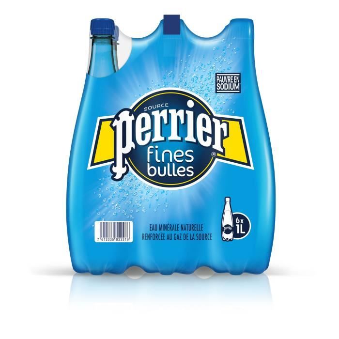 PERRIER Eau gazeuse minérale naturelle Fines Bulles 6 x 1 L