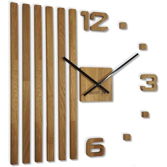 Horloge Murale 3D à Faire soi même en Bois de chêne Lamelles
