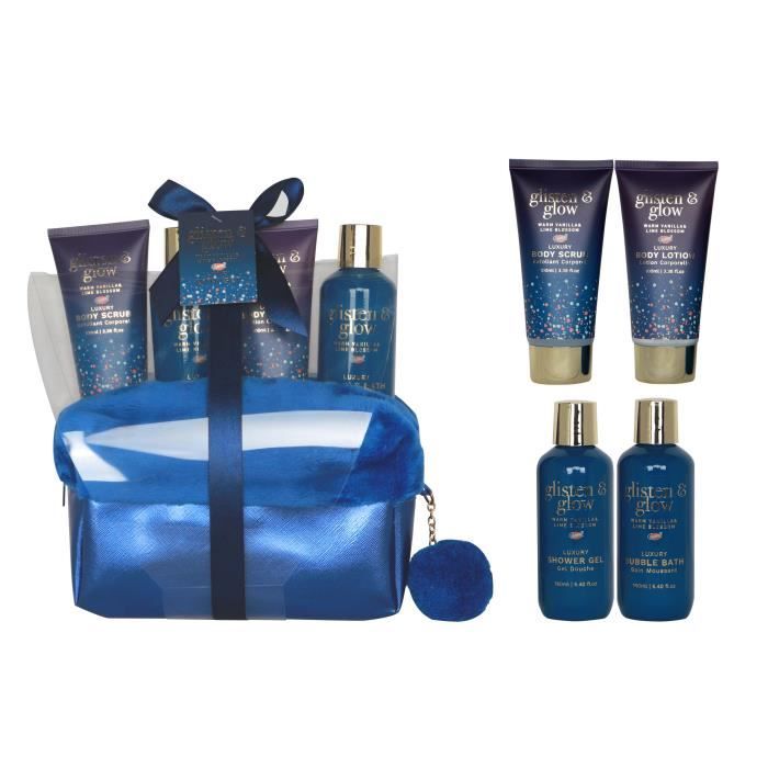 Coffret de bain au parfum délicat vanille tilleul pcs Bleu Cdiscount Au quotidien