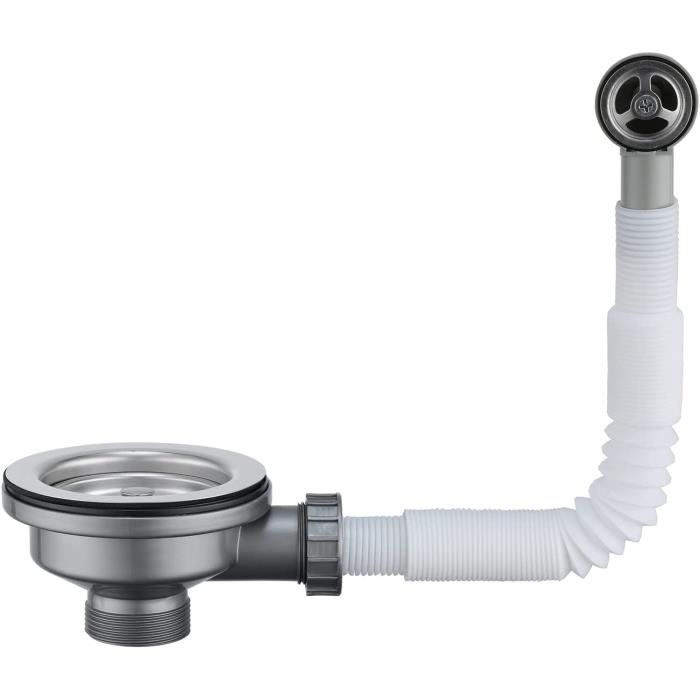 Bonde d évier avec trop plein panier inox mmAcier inoxydable Bonde pour Evier de