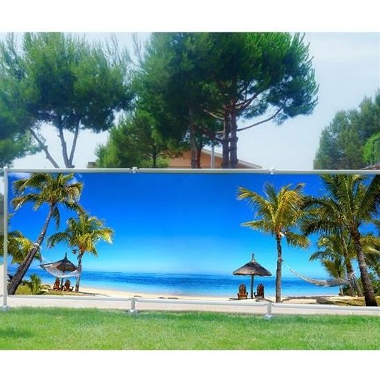 Brise vue imprimé déco Plage paradisique dimensions brise vue