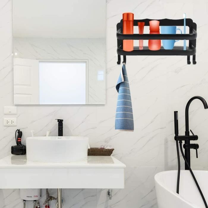 Étagère Murale de Salle de Bain sans Perçage pour Rangement Toilette Serviteur de Douche