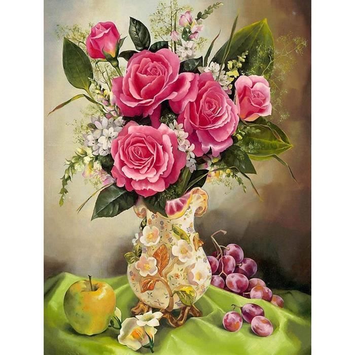 Diy Broderie Diamant Kit Complet Fleur 5D Diamond Painting Complet