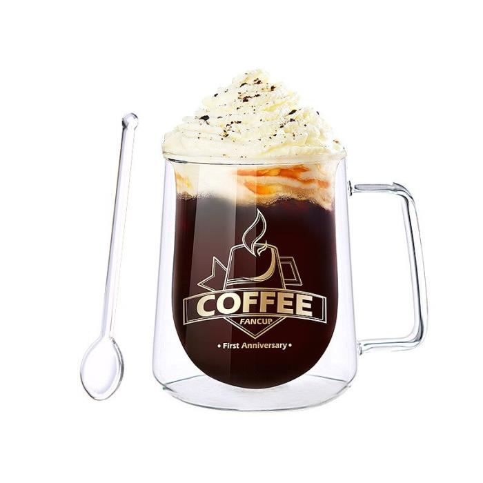 Café Tasse en verre transparente à double paroi simple pour boisson café cadeaux style européen