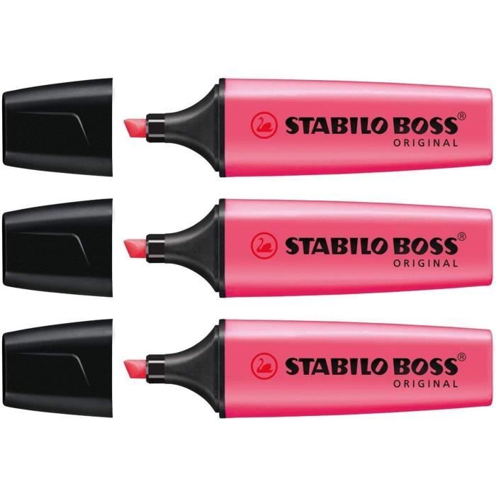 STABILO Lot de Surligneurs BOSS ORIGINAL Rechargeable Pte B autée mm Rose Cdiscount